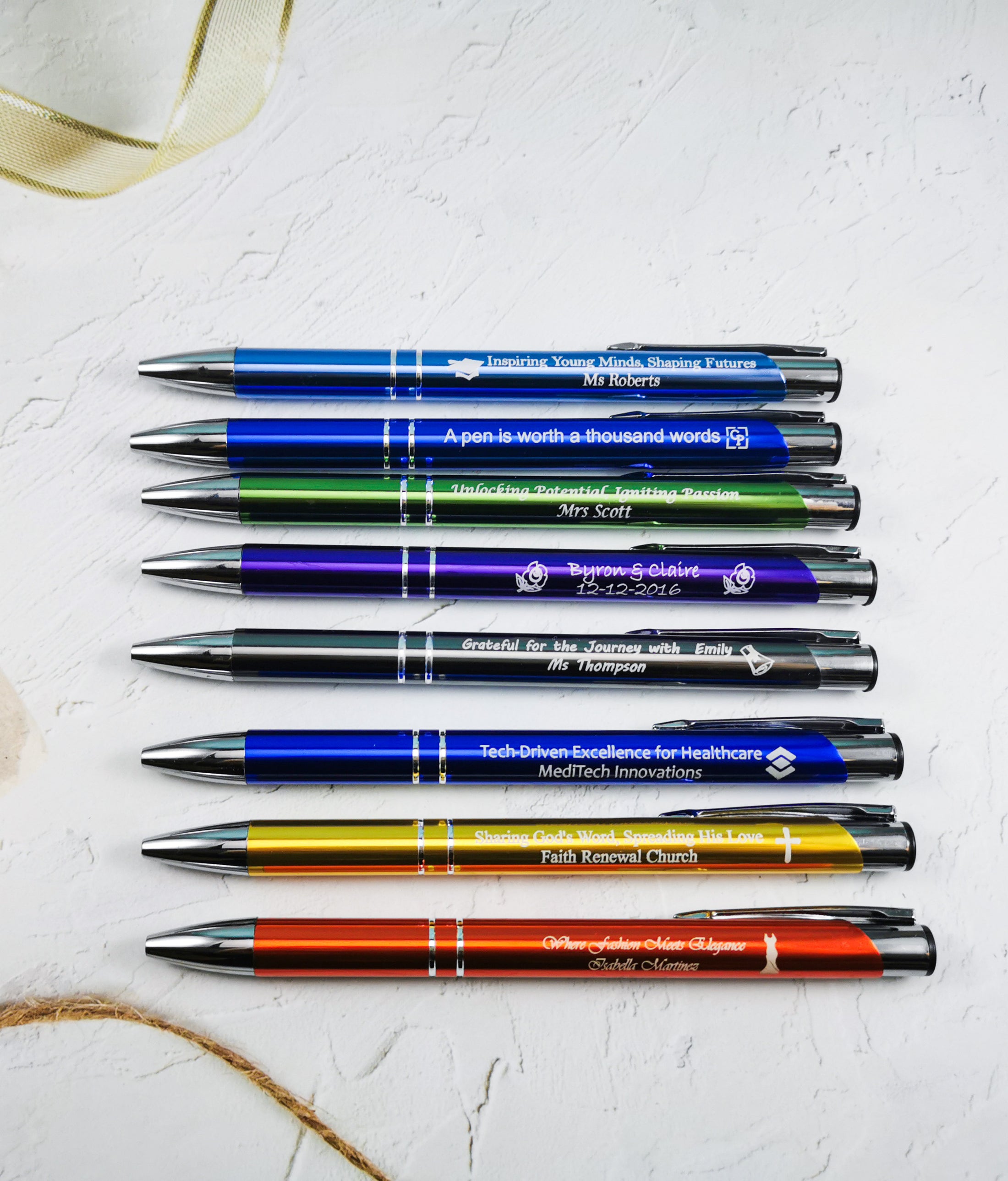 Custom Engraved Personalized Metal Pens 100 pack with same engraving f ...